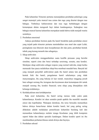 adaptasi perubahan psikologis pada kehamilan | PDF