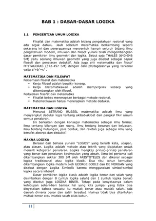 Bab 1 dasar dasar logika ta 2019 | PDF