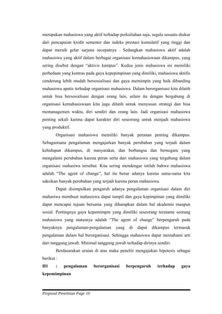 proposal pengalaman organisasi terhadap gaya kepemimpinan mahasiswa prodi S1 PPKn Unesa angkatan ...