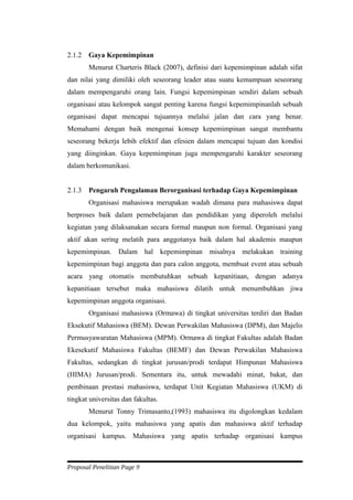 proposal pengalaman organisasi terhadap gaya kepemimpinan mahasiswa prodi S1 PPKn Unesa angkatan ...