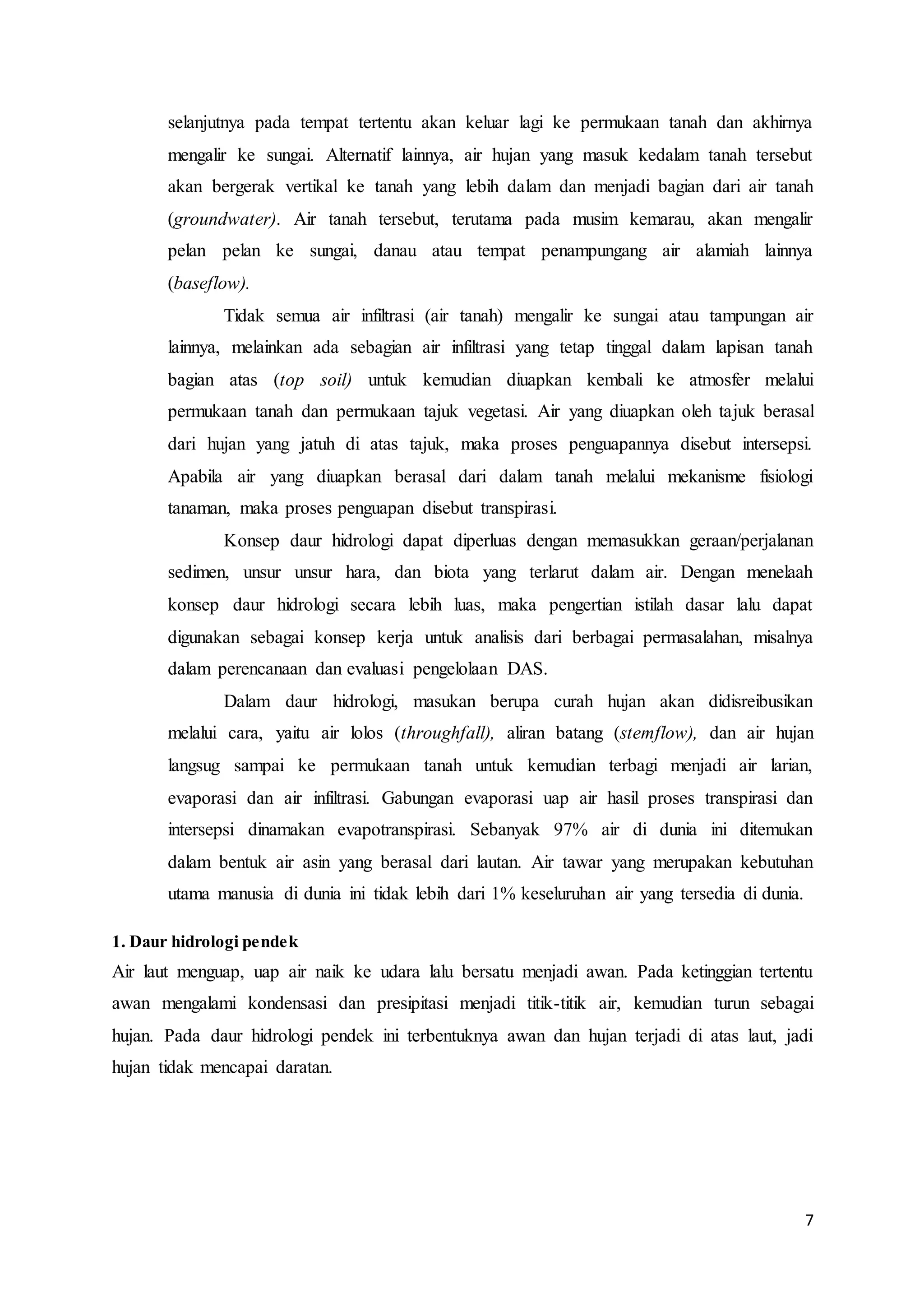 Daur Hidrologi dan Ekosistem DAS | DOCX