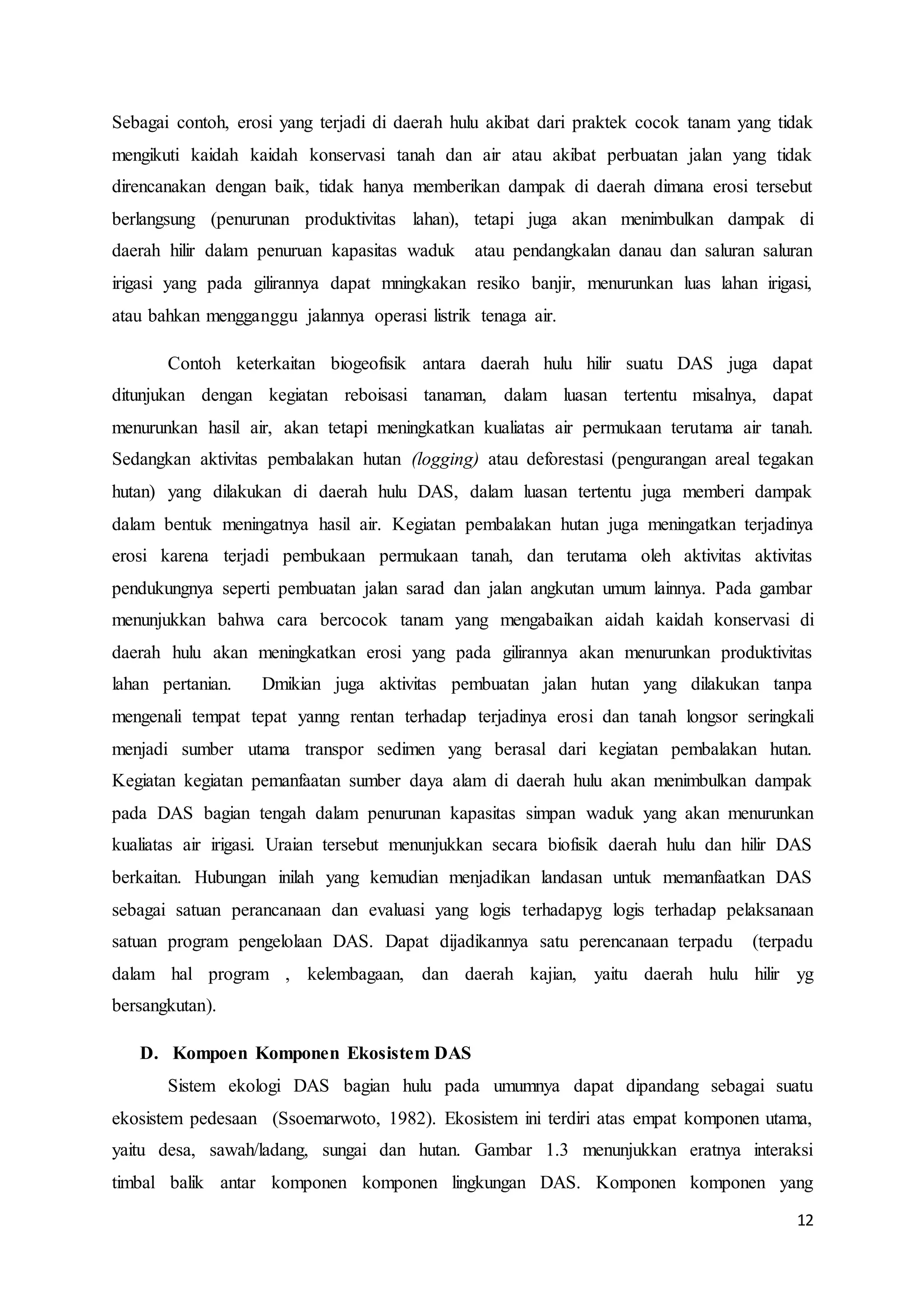 Daur Hidrologi dan Ekosistem DAS | DOCX