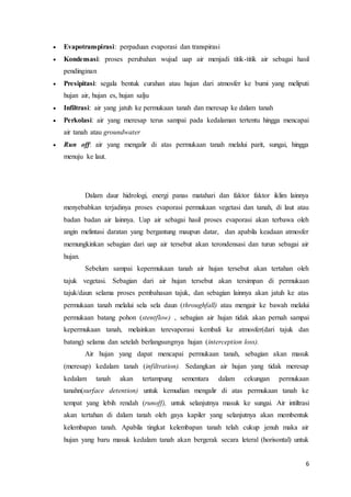 Daur Hidrologi dan Ekosistem DAS | DOCX