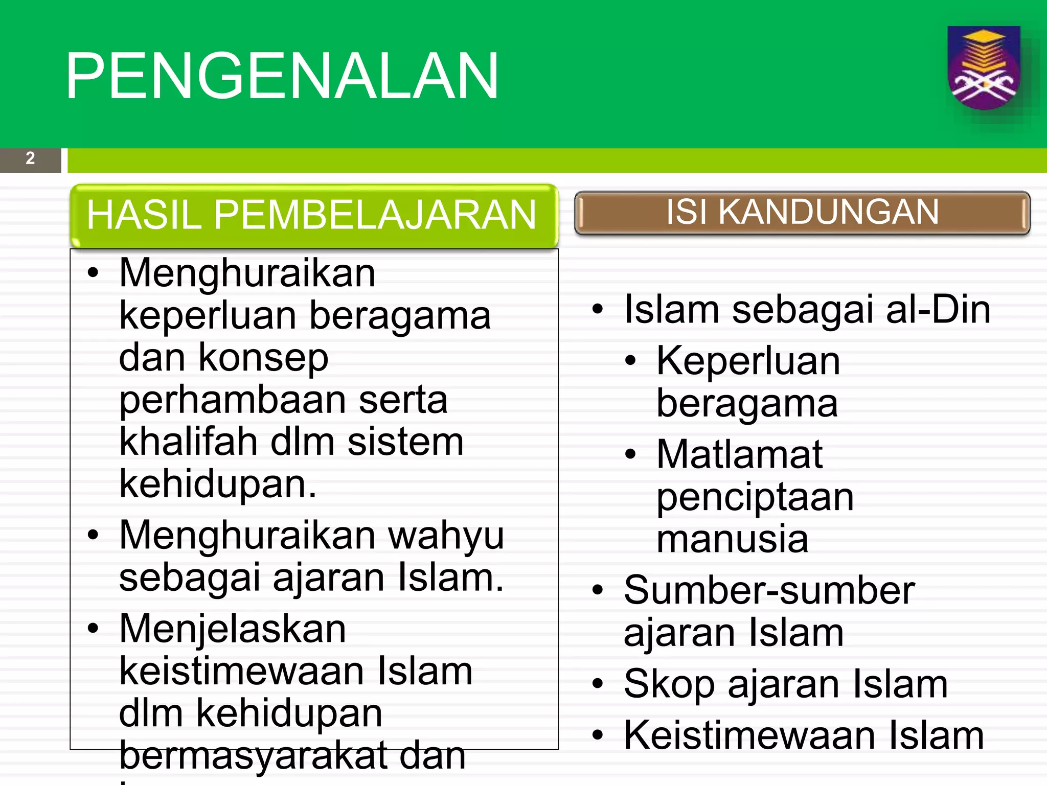 Bab 1: Islam Sebagai Ad-Din (UITM CTU101) | PPTX