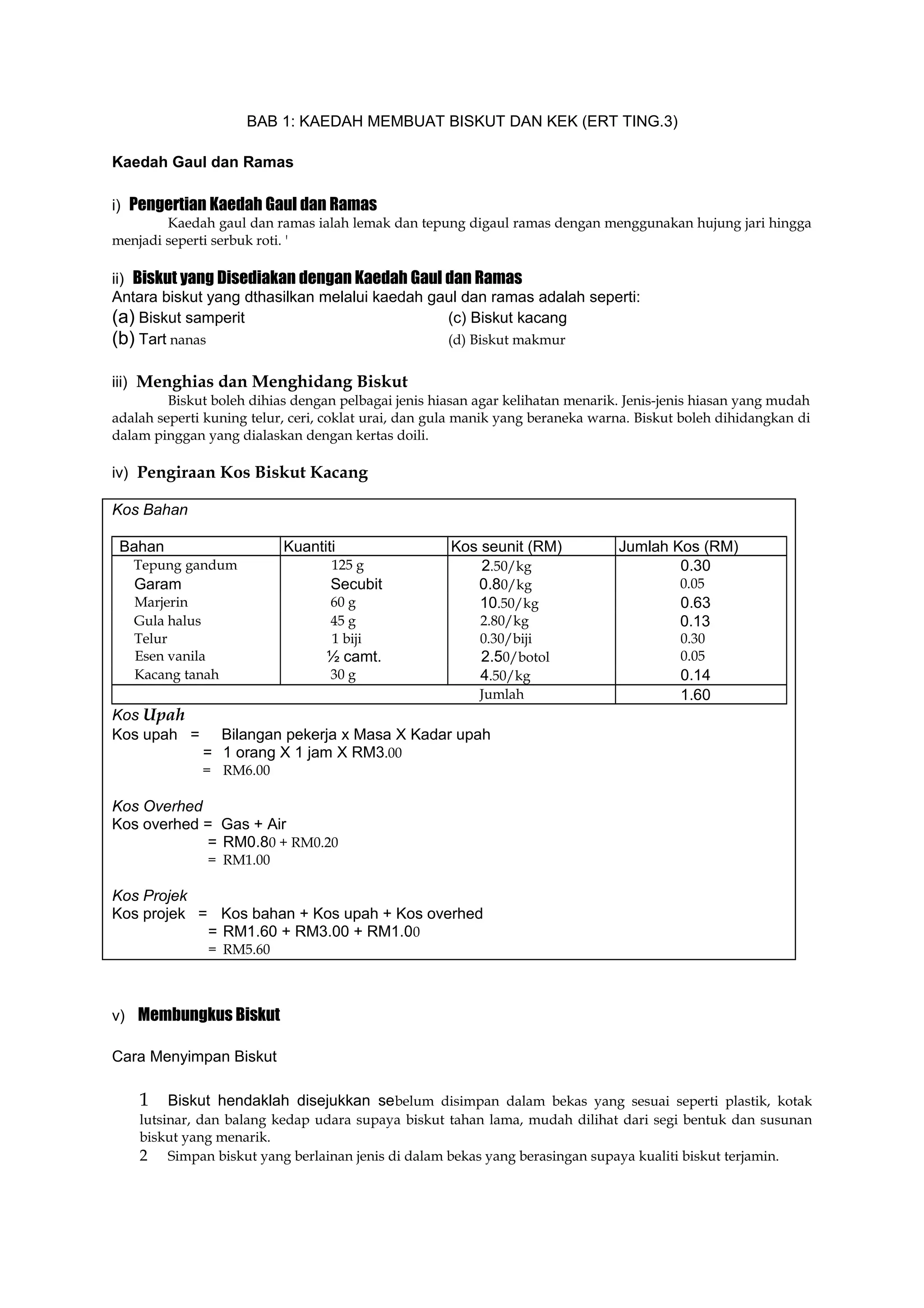 Bab 1 kaedah membuat kek dan biskut | DOC