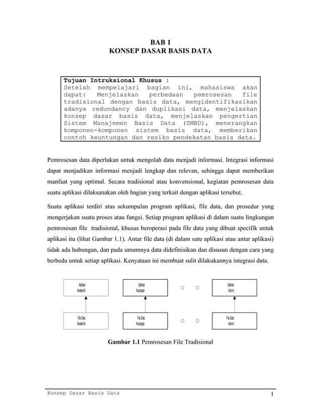 Bab 1 Konsep Dasar Basis Data | PDF