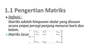 Aljabar Linear Bab 1 matriks | PPTX