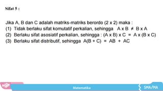Materi Matriks Kelas 11 kurikulum merdeka | PPTX