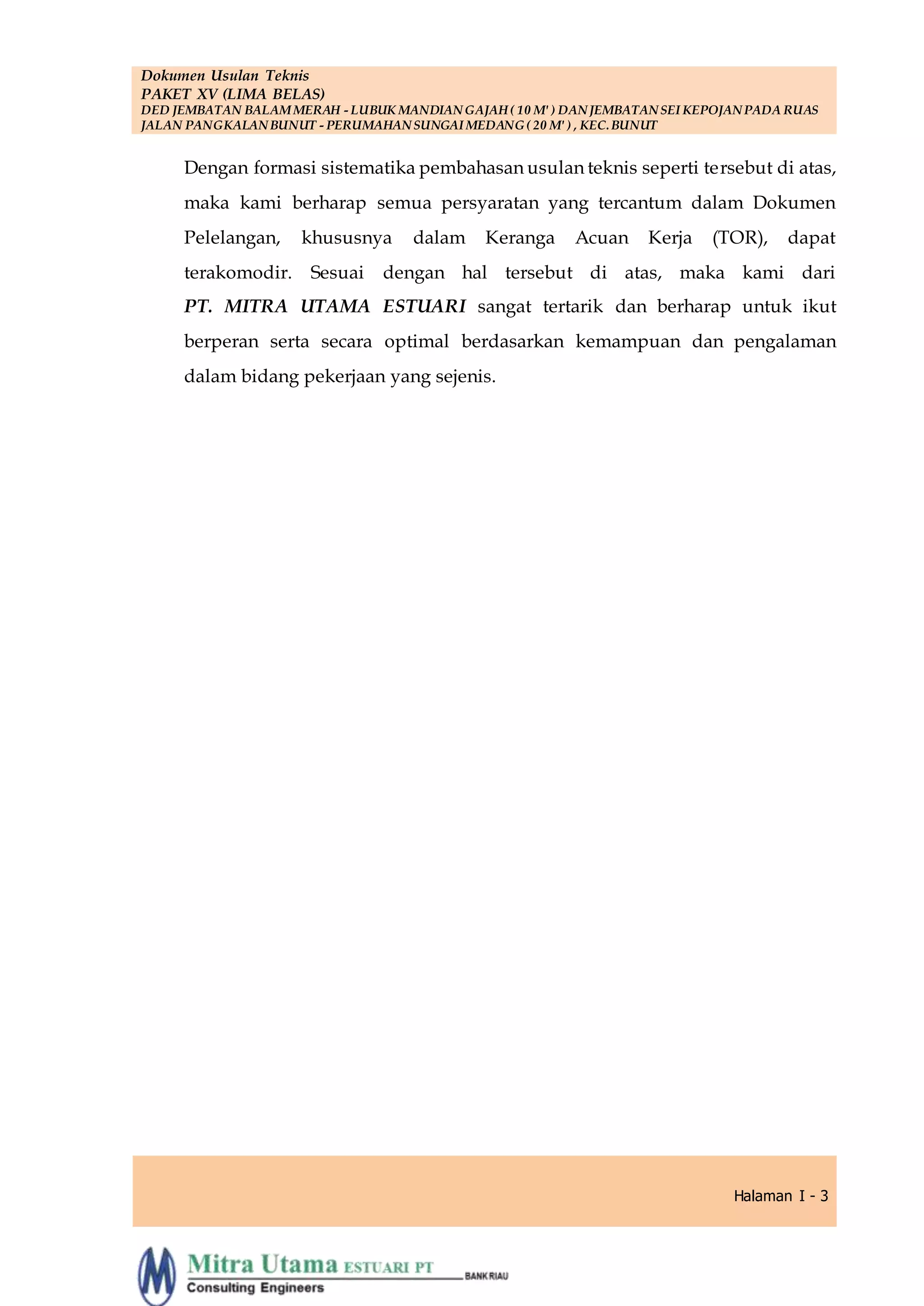 Bab 1 paket 15 perencanaan jembatan | DOC