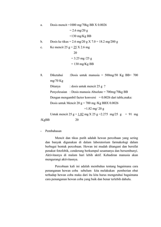 laporan praktikum farmakologi I PENDAHULUAN | DOCX