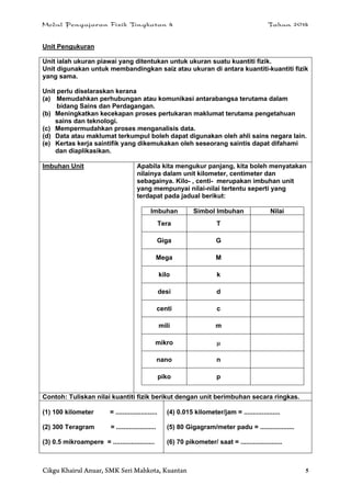 FIZIK TINGKATAN 4 Bab 1 pengenalan kepada fizik | PDF