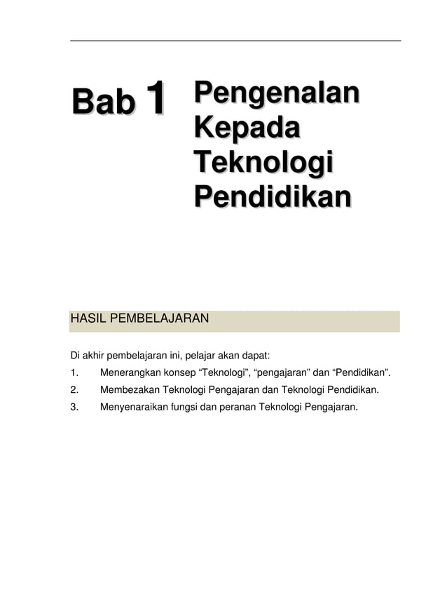 Bab1 pengenalan teknologi pendidikan | PDF