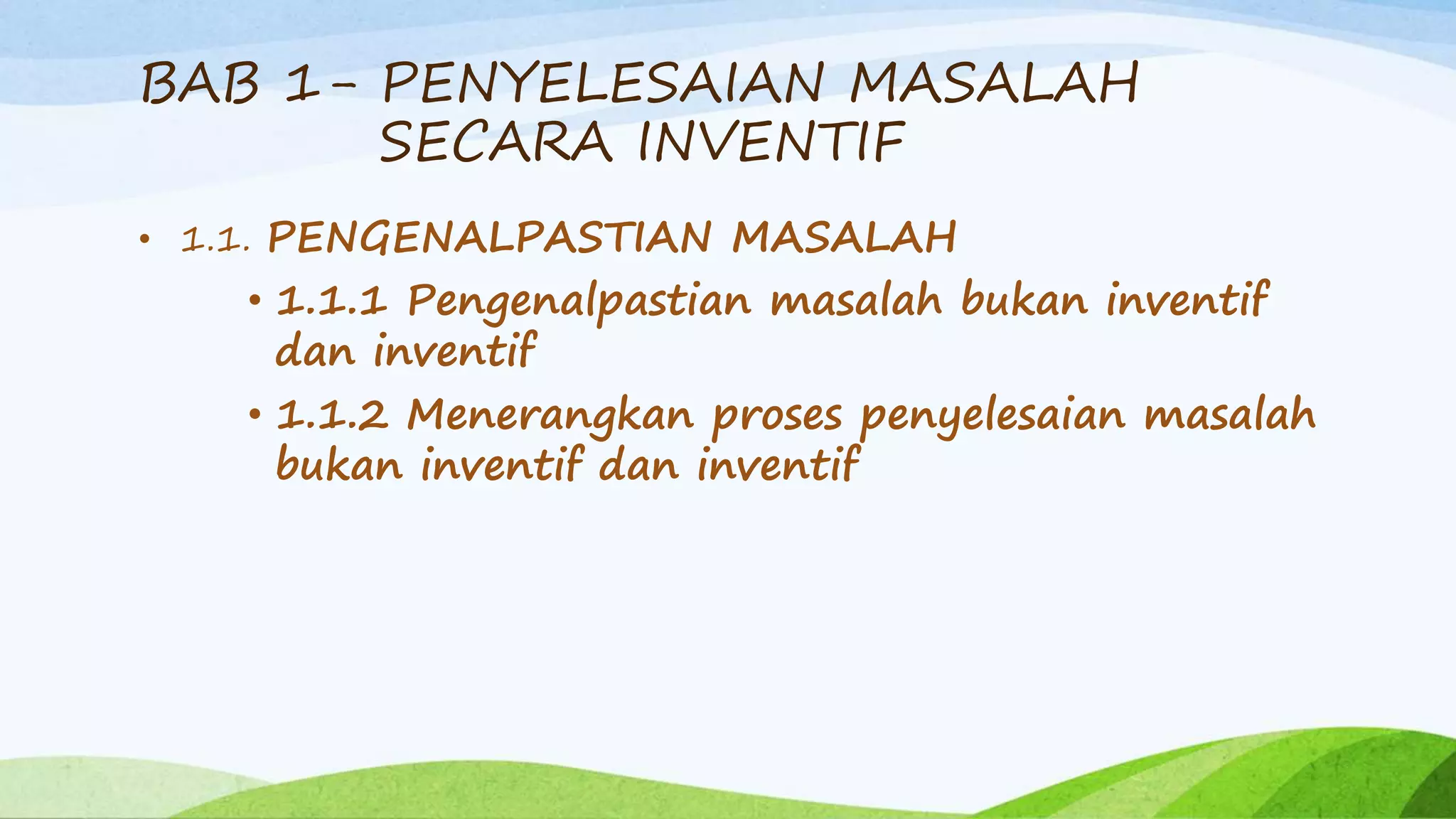 Bab 1 Penyelesaian Masalah Secara Inventif -RBT T2 | PPTX