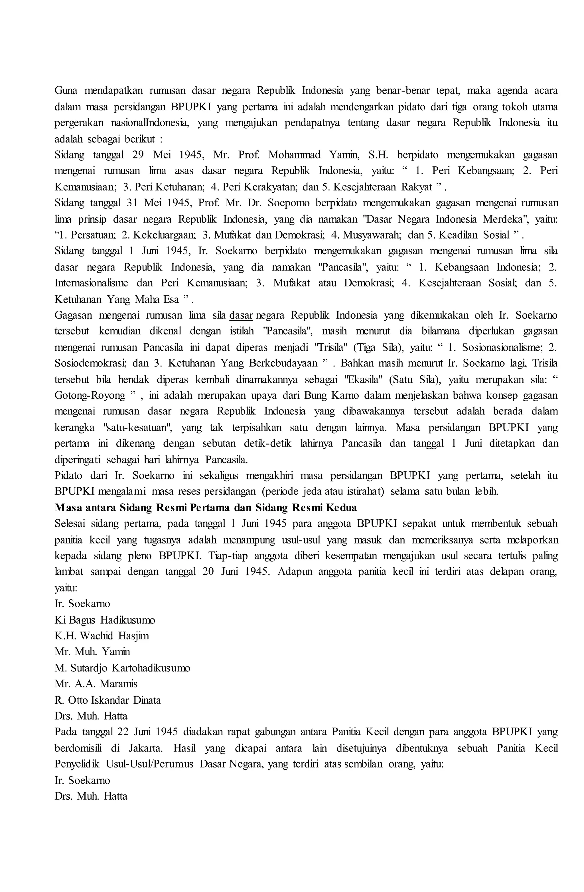 Bab 1 perumusan dan penetapan pancasila sebagai dasar negara | DOCX