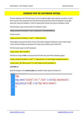 Bab 1 php koneksi php ke mysql | PDF