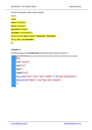 Bab 1 php koneksi php ke mysql | PDF