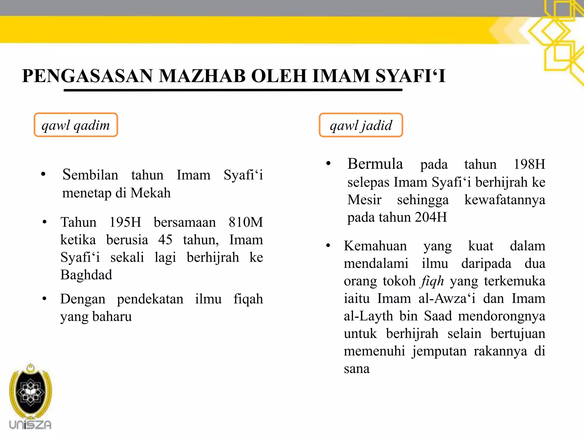 Bab 1 sejarah perkembangan mazhab syafie | PPTX