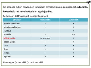 Bab 1 Sel_sejarah sel, komponen, ukuran, macam | PPTX