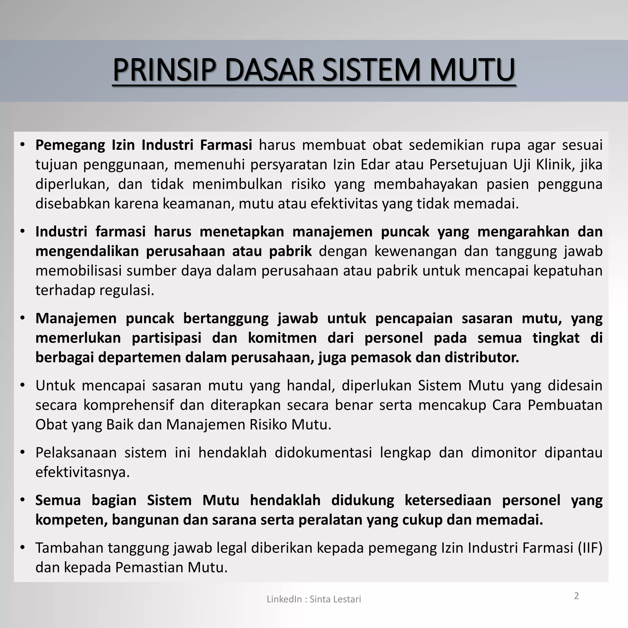 BAB 1 Sistem Mutu Industri Farmasi dalam Peraturan BPOM No 34 Tahun ...