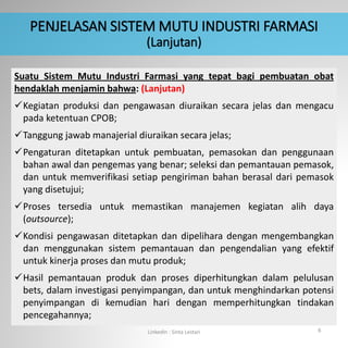 BAB 1 Sistem Mutu Industri Farmasi dalam Peraturan BPOM No 34 Tahun ...