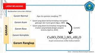 Pembuatan Kupri Amonium Sulfat Heksa Hidrat | PPTX