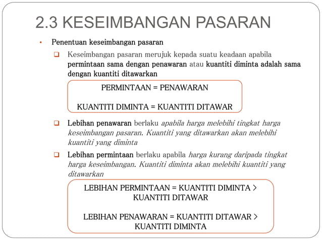 Bab 2 Permintaan, Penawaran & Kesimbangan pasaran | PPTX