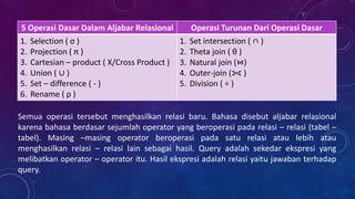 Bab 2 Aljabar Relasional | PPTX