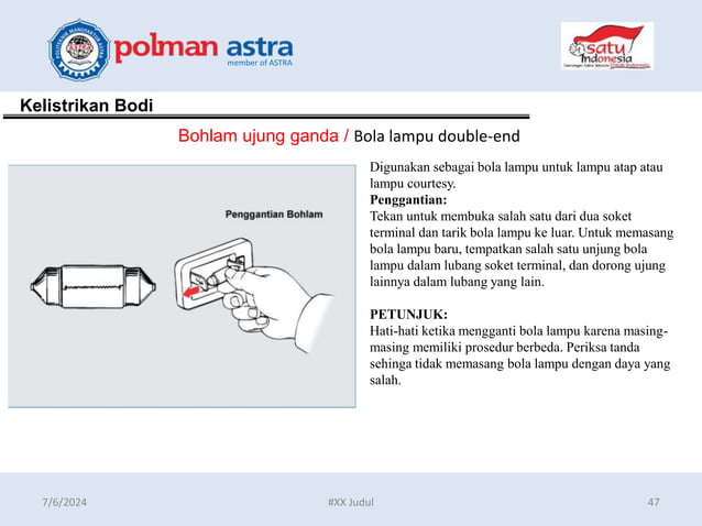 Body Electrical Komponen kelistrikan bodi terdiri dari part elektrik yang dipasang pada bodi ...