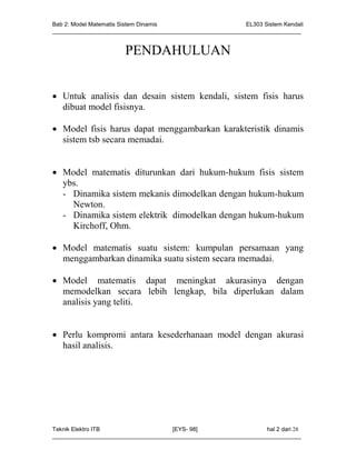 Bab2 1 model matematis sistem dinamis | PDF