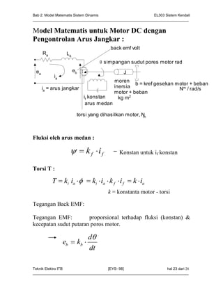 Bab2 1 model matematis sistem dinamis | PDF