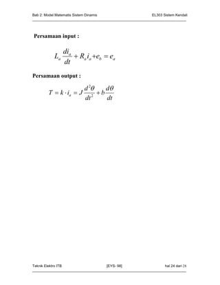 Bab2 1 model matematis sistem dinamis | PDF