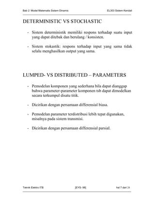 Bab2 1 model matematis sistem dinamis | PDF
