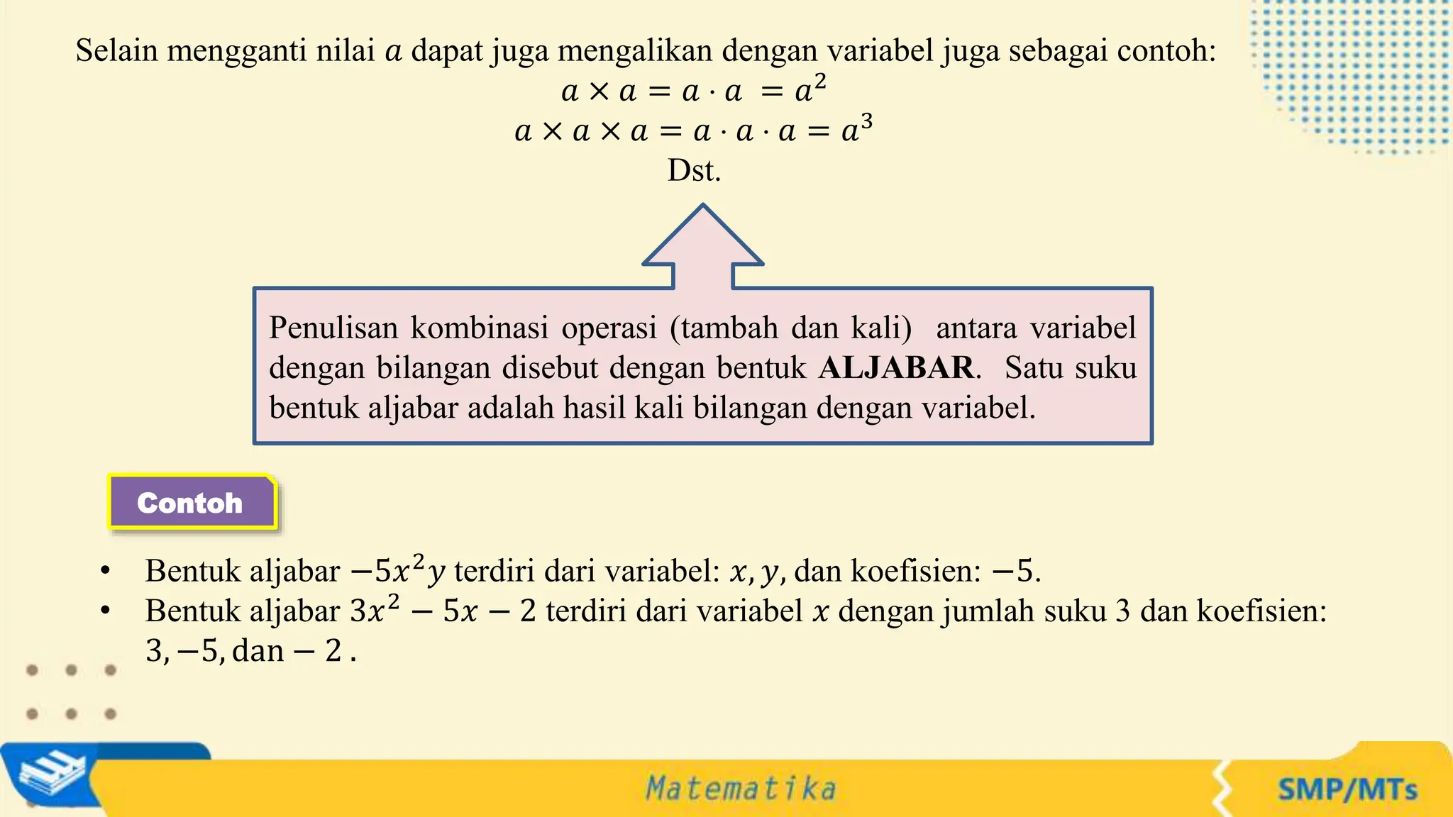 PPT materi matematika aljabar untuk presentasi | PPTX