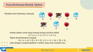 PPT materi matematika aljabar untuk presentasi | PPTX