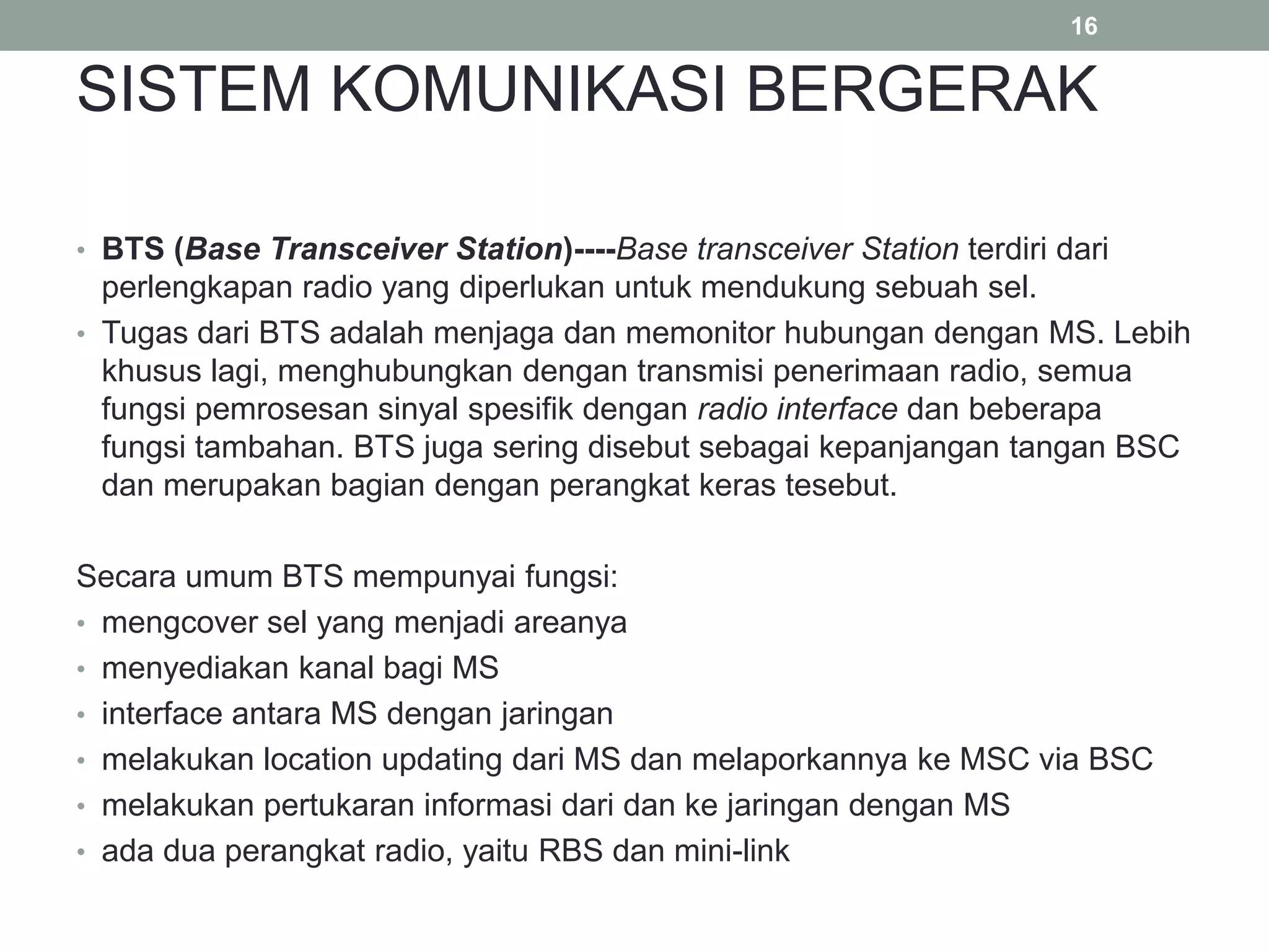 Bab 2 arsitektur sistem komunikasi bergerak | PPTX