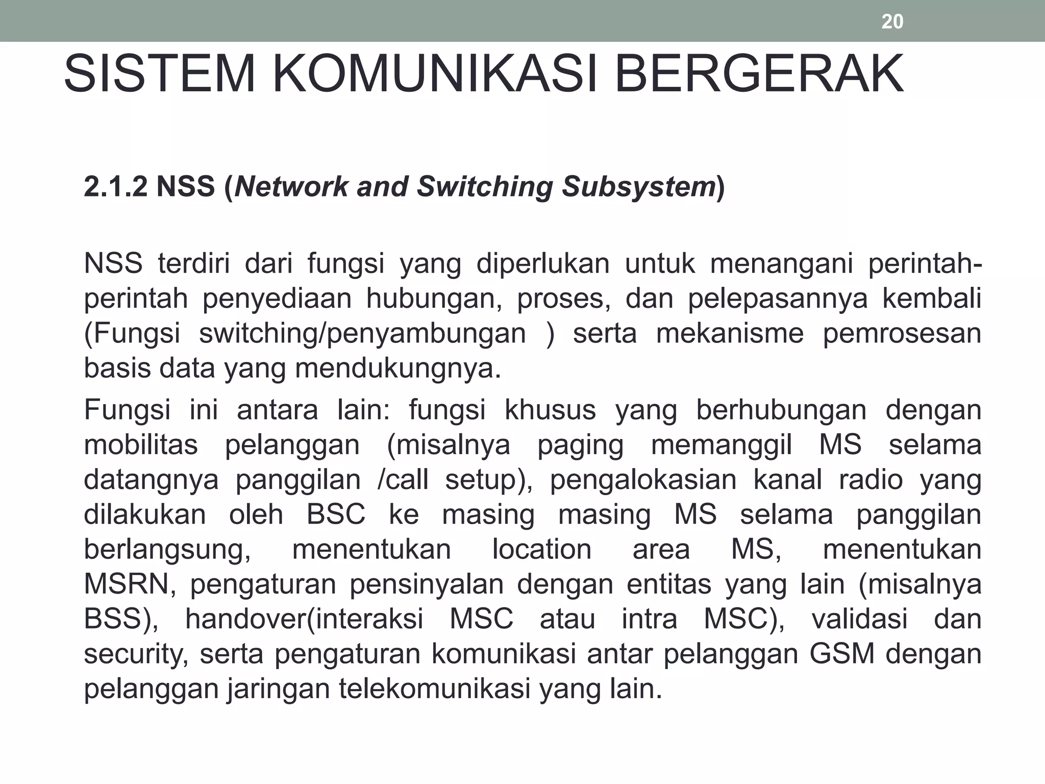 Bab 2 arsitektur sistem komunikasi bergerak | PPTX