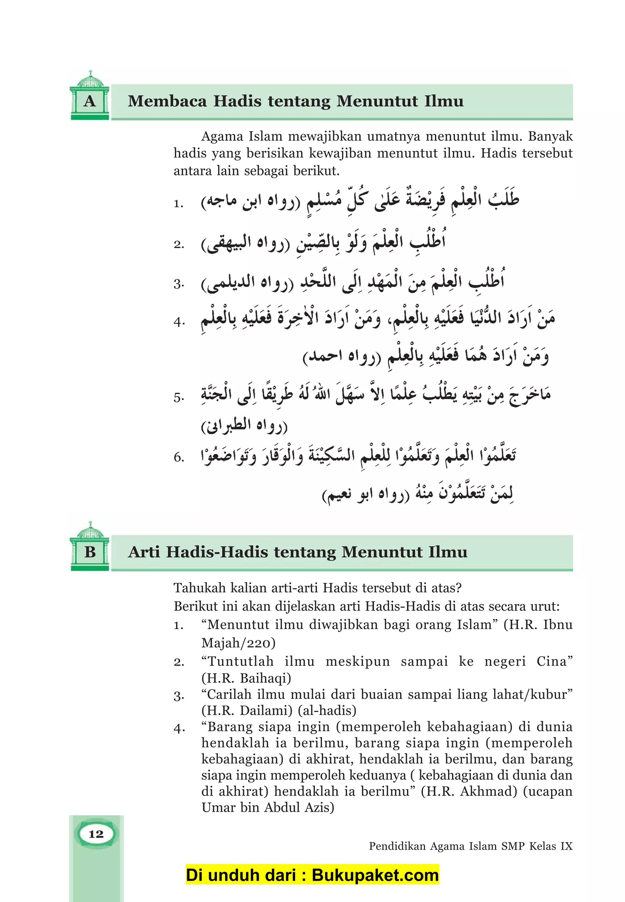 Bab 2 hadis tentang menuntut ilmu | PDF