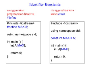 Bab 2 identifier dan tipe data | PPT