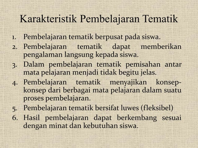 Bab 2 konsep dasar pembelajaran tematik | PPT