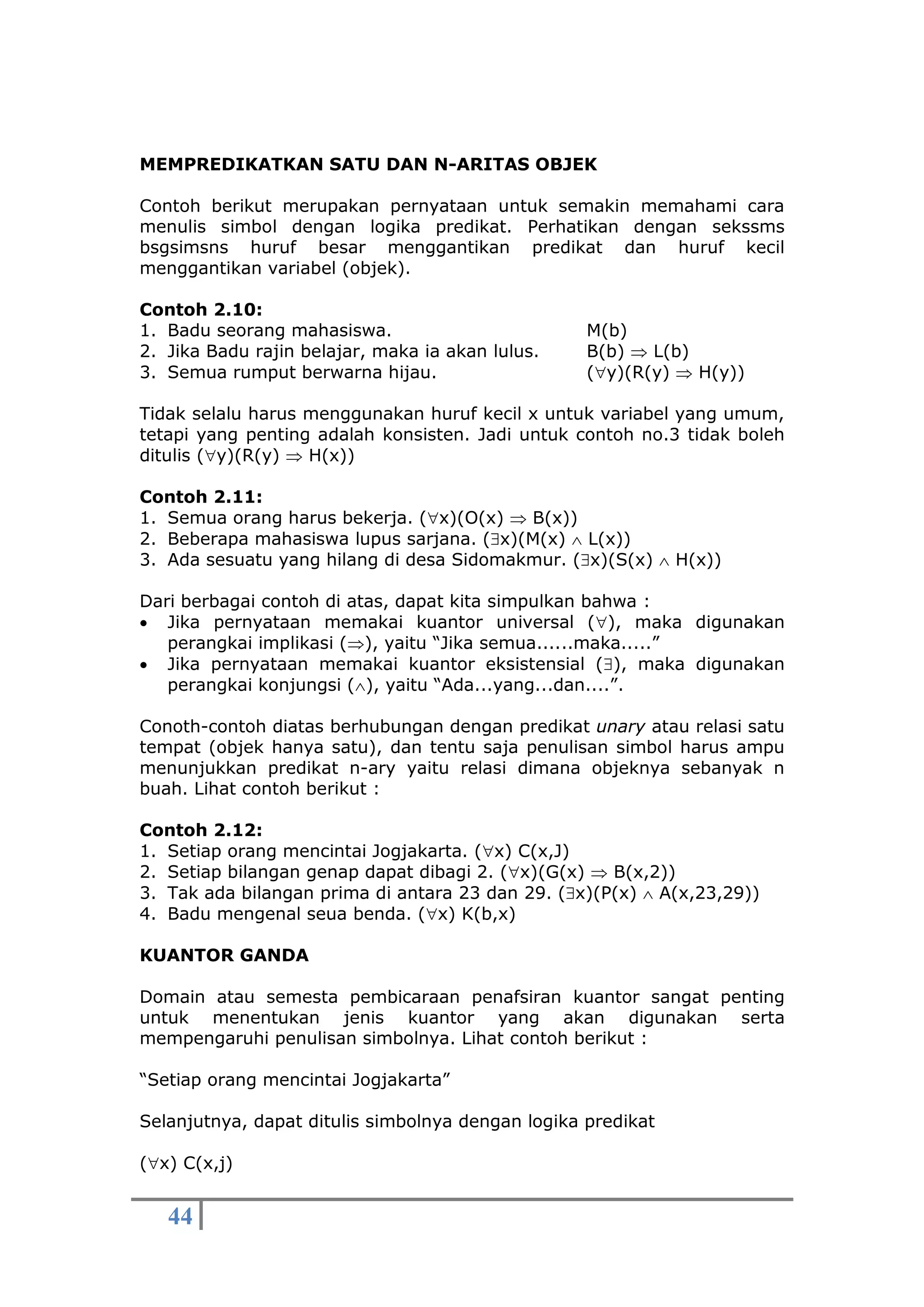 Bab 2 logika predikat ta 2019 | PDF