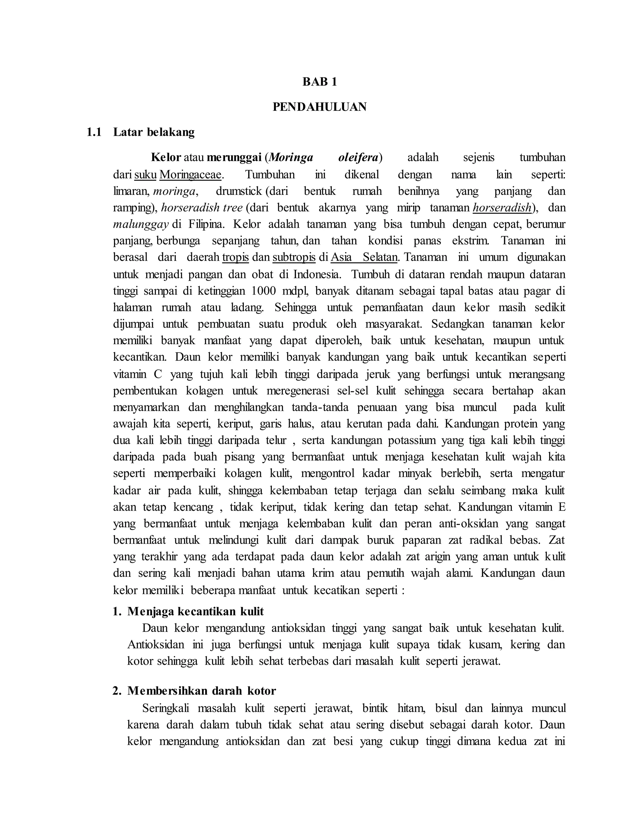 Bab 2 masker kelor (1) | DOCX