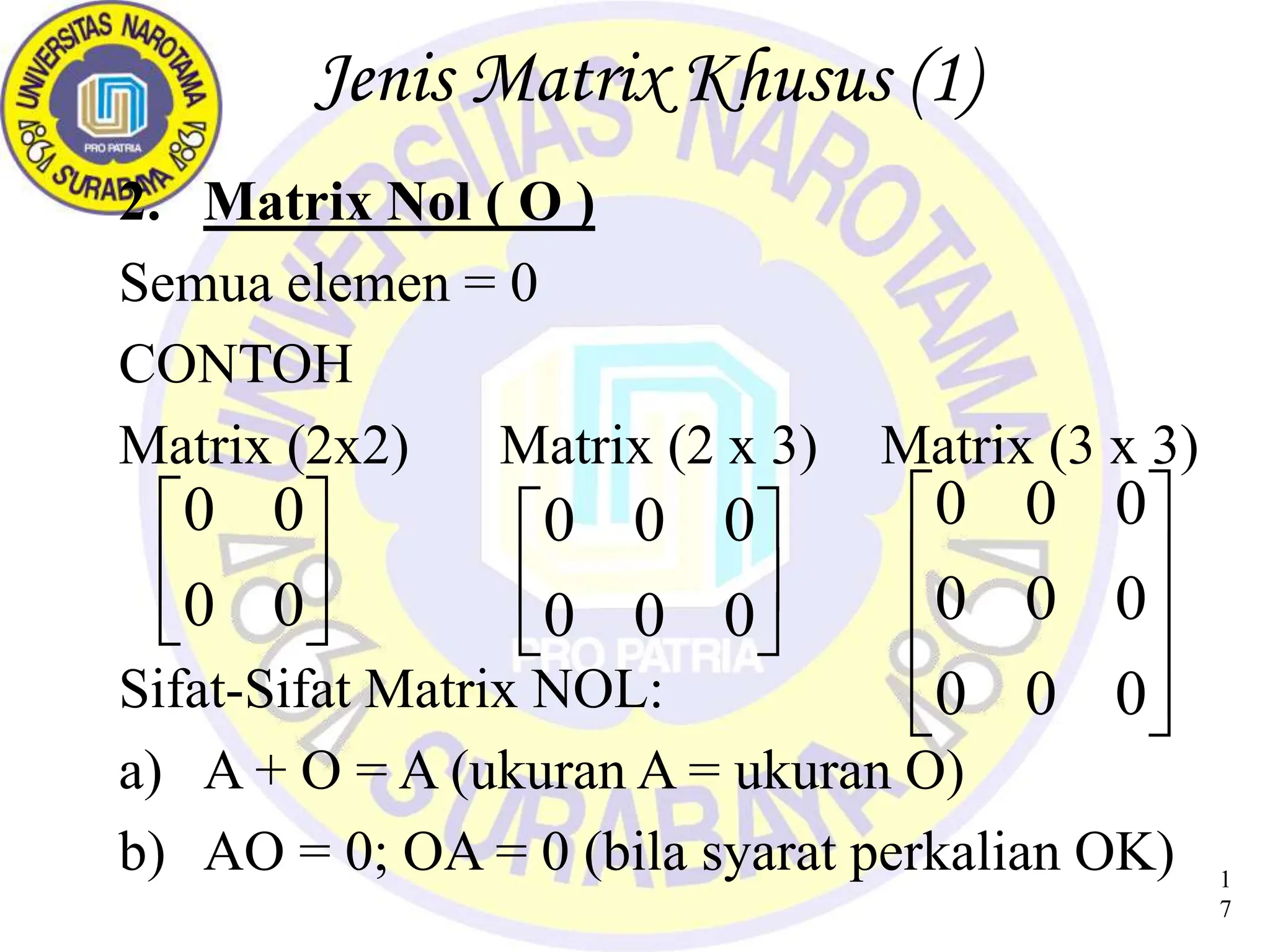 Materi ini menjelaskan tentang matrix.ppt | Free Download