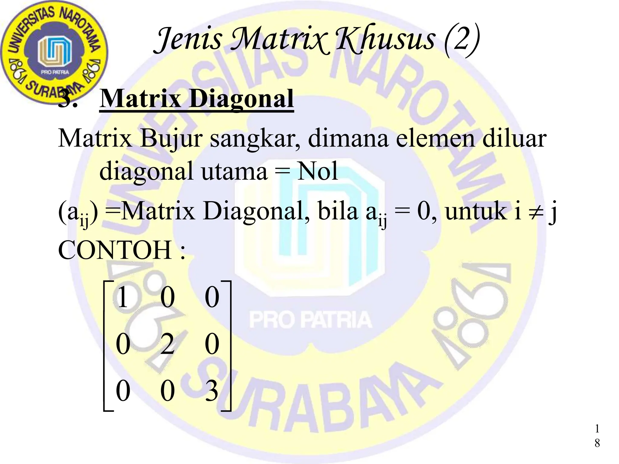 Materi ini menjelaskan tentang matrix.ppt | Free Download