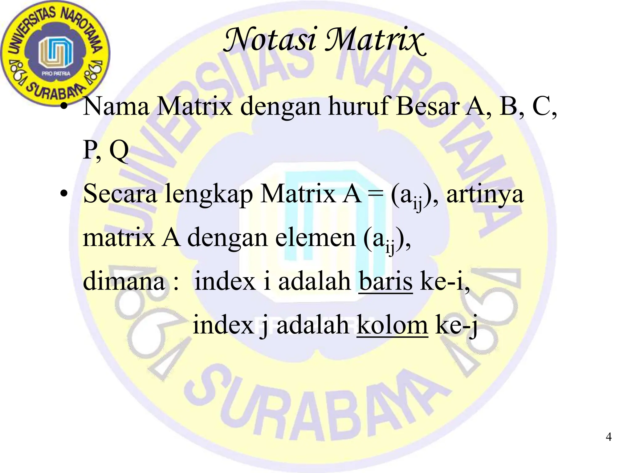 Materi ini menjelaskan tentang matrix.ppt | Free Download