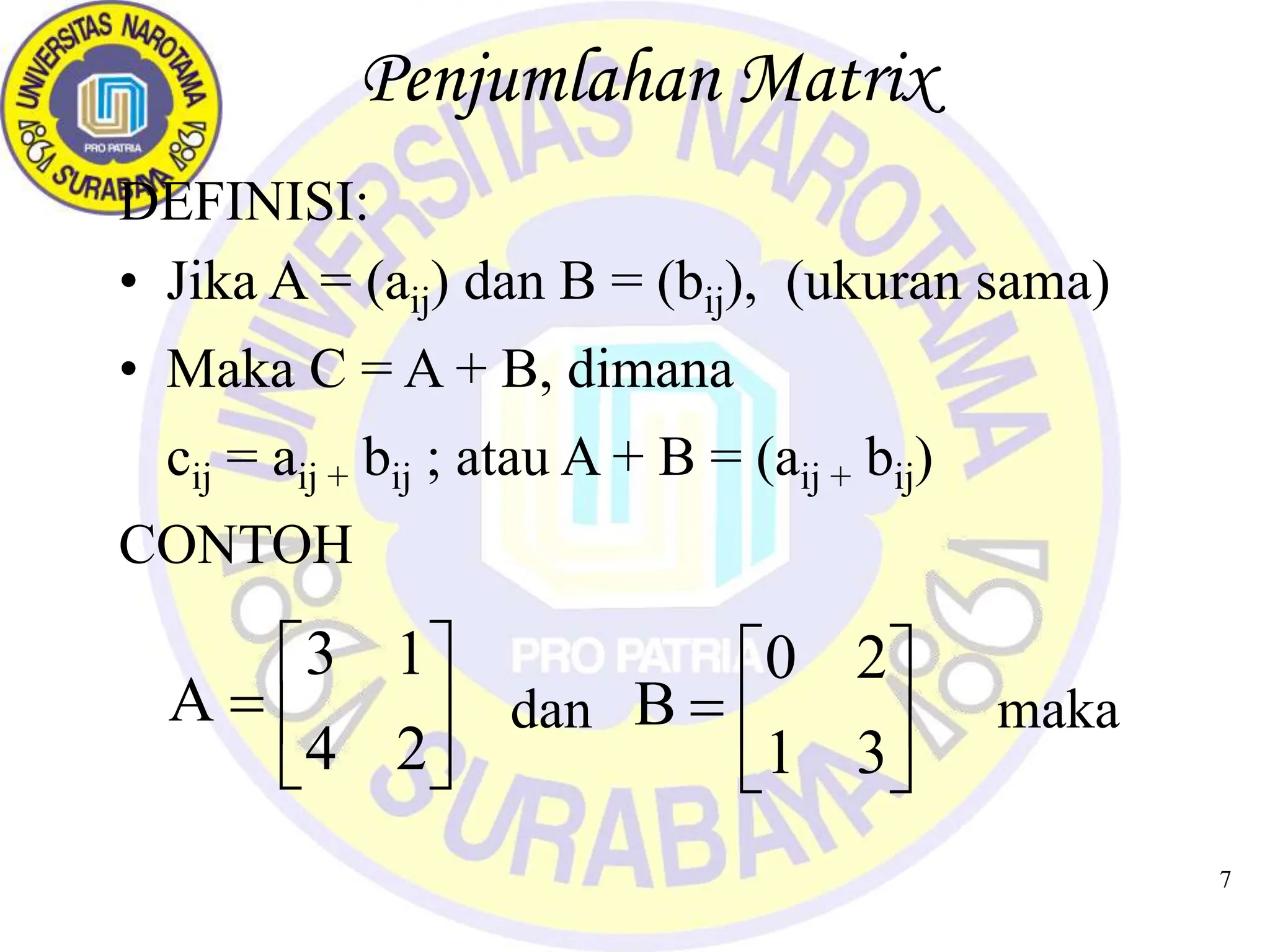 Materi ini menjelaskan tentang matrix.ppt | Free Download