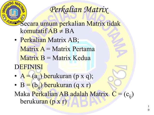 Materi ini menjelaskan tentang matrix.ppt | Free Download