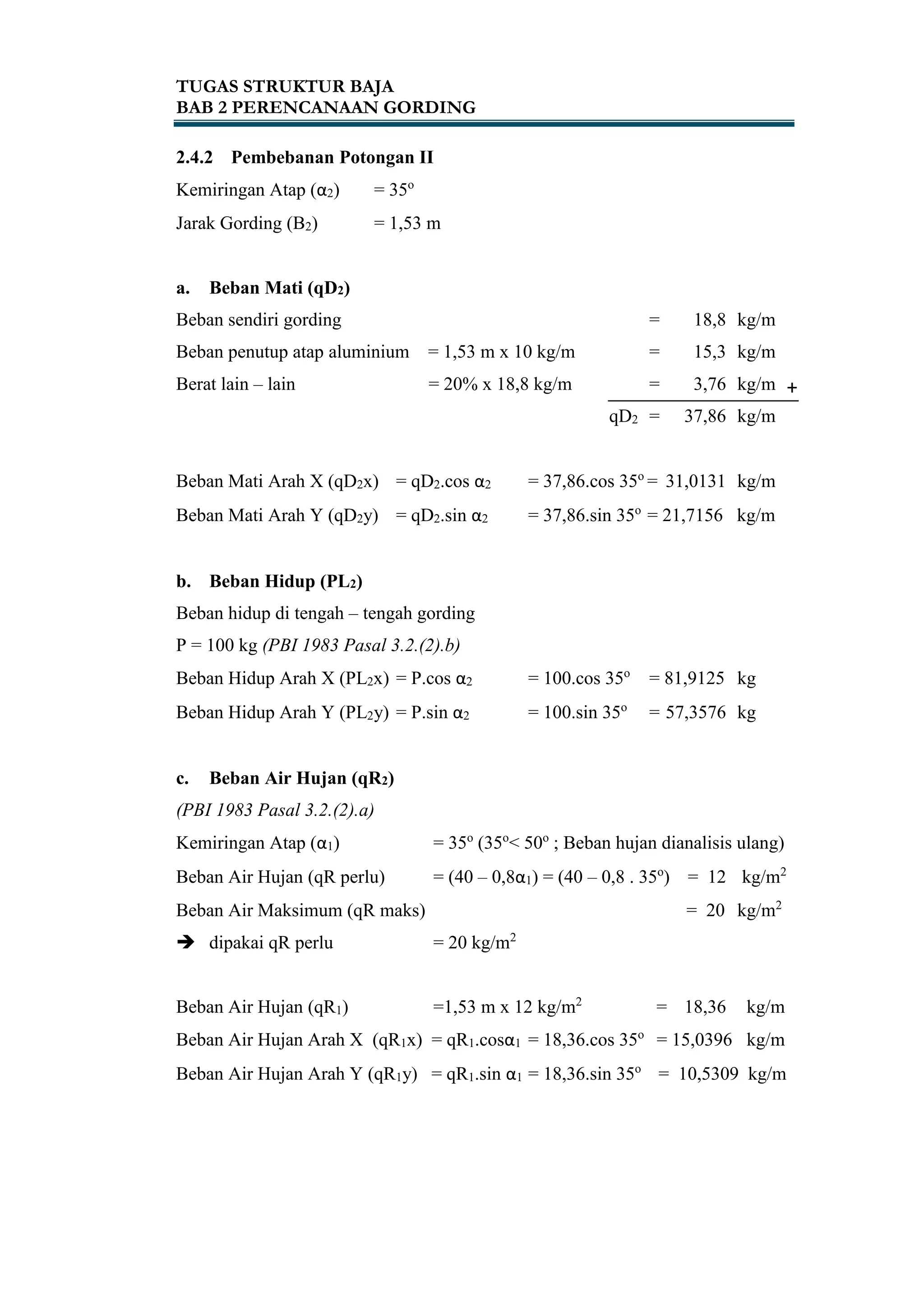 Bab 2 perencanaan gording | DOCX