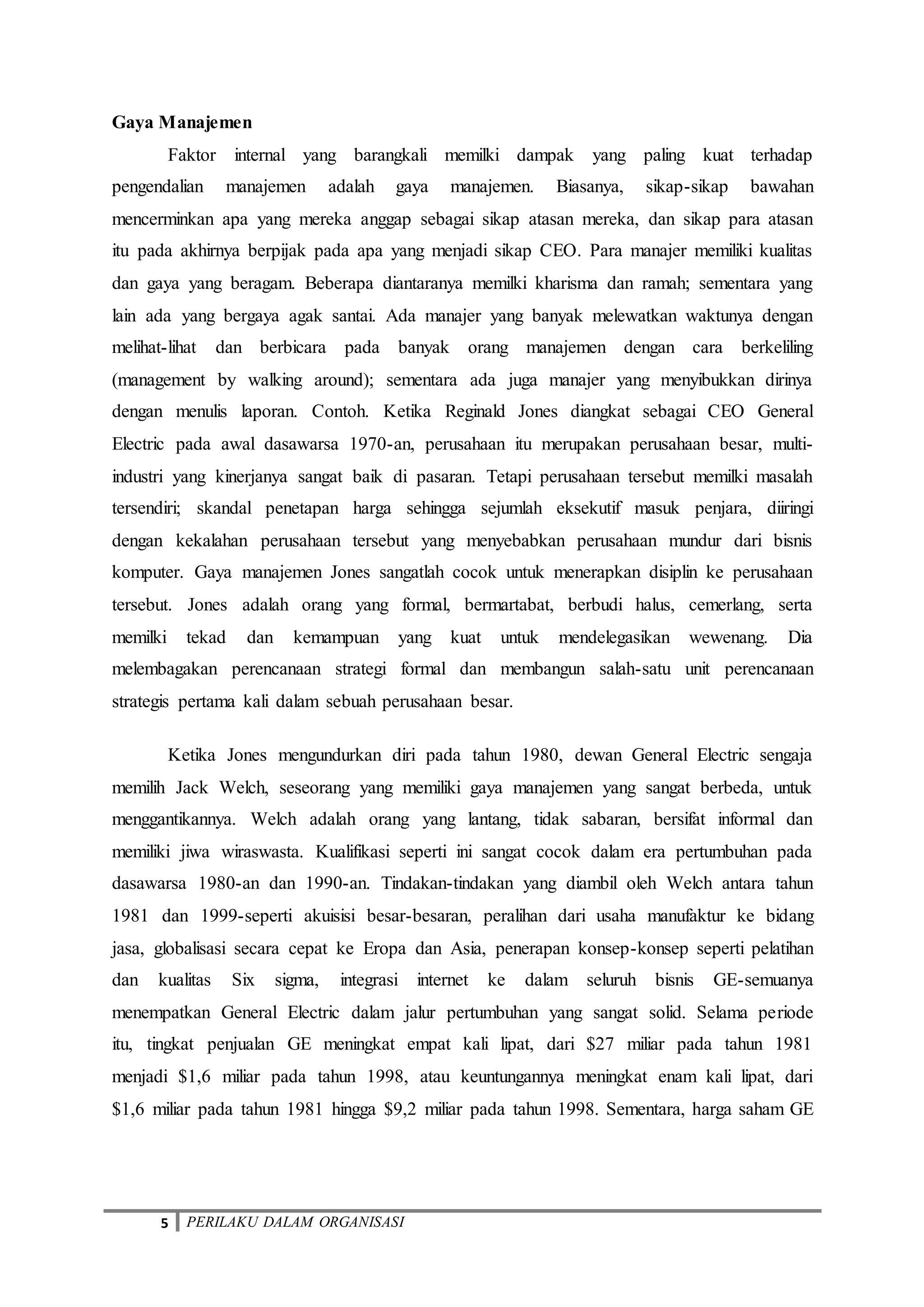 BAB 3. Perilaku Dalam Organisasi (Sistem Pengendalian Manajemen) | DOCX