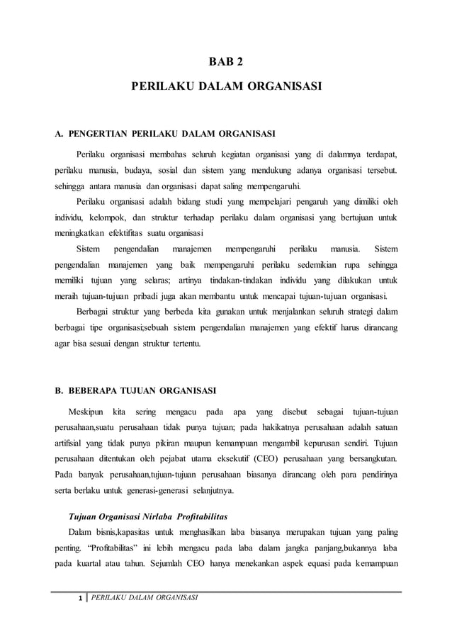 BAB 3. Perilaku Dalam Organisasi (Sistem Pengendalian Manajemen) | DOCX