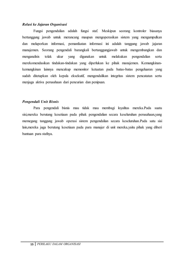 BAB 3. Perilaku Dalam Organisasi (Sistem Pengendalian Manajemen) | DOCX